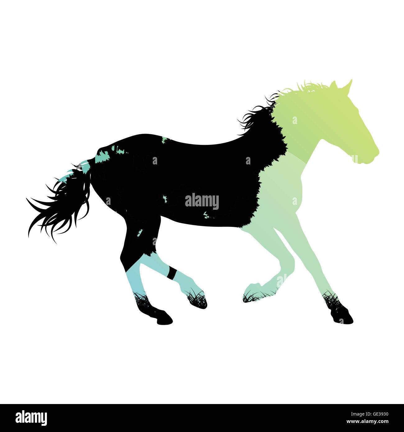 Wild horse silhouette made of abstract background forest landscape all ...