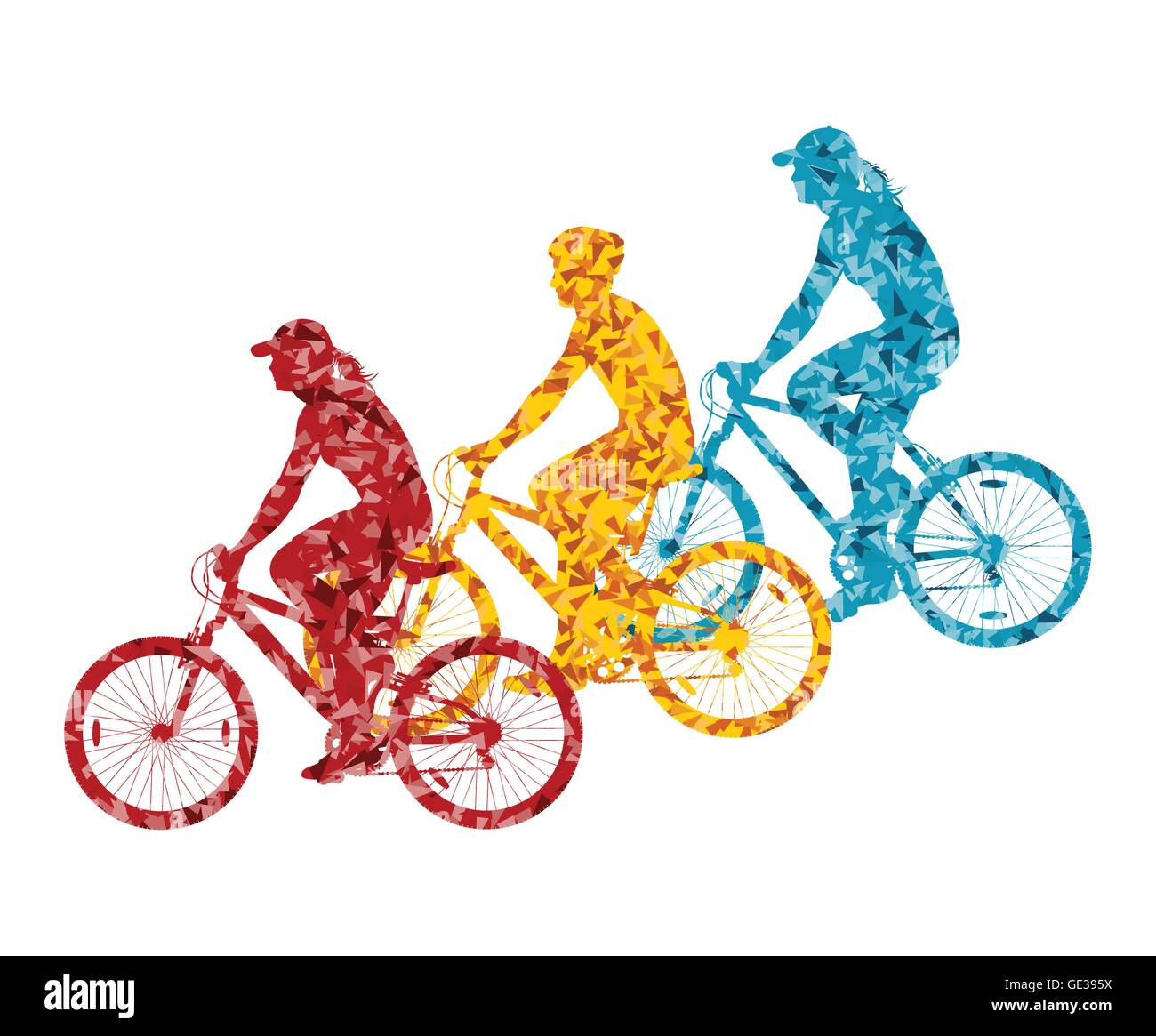 Colorful sport road bike rider bicycle silhouette background ...