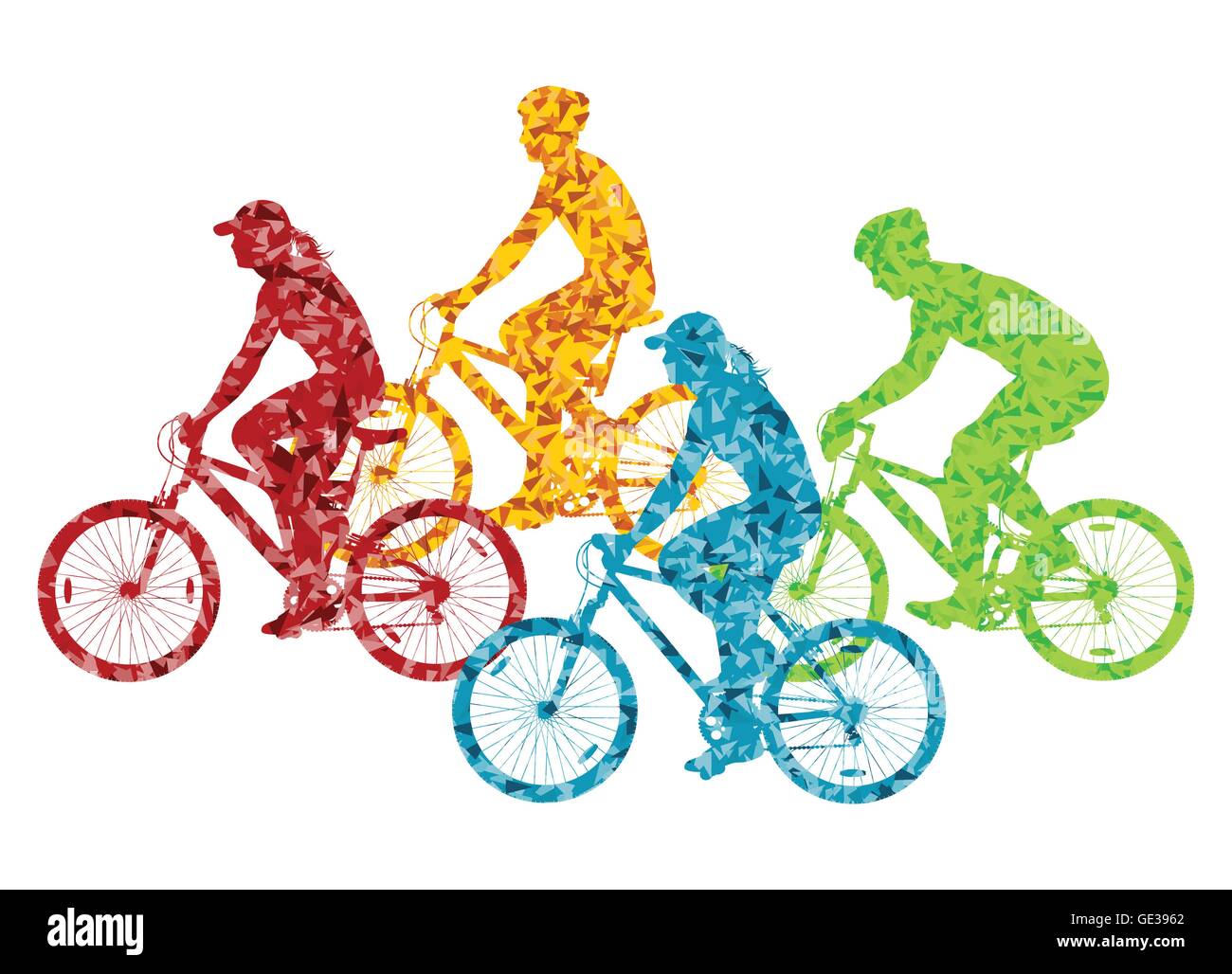 Colorful sport road bike rider bicycle silhouette background ...