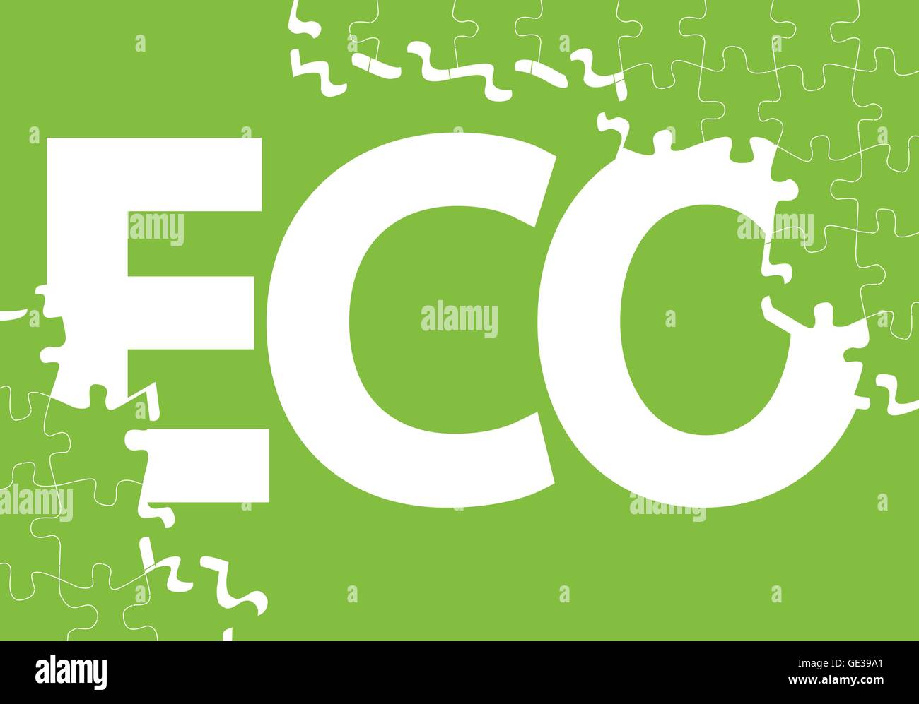 Green ecology jigsaw puzzle vector background for poster Stock Vector ...