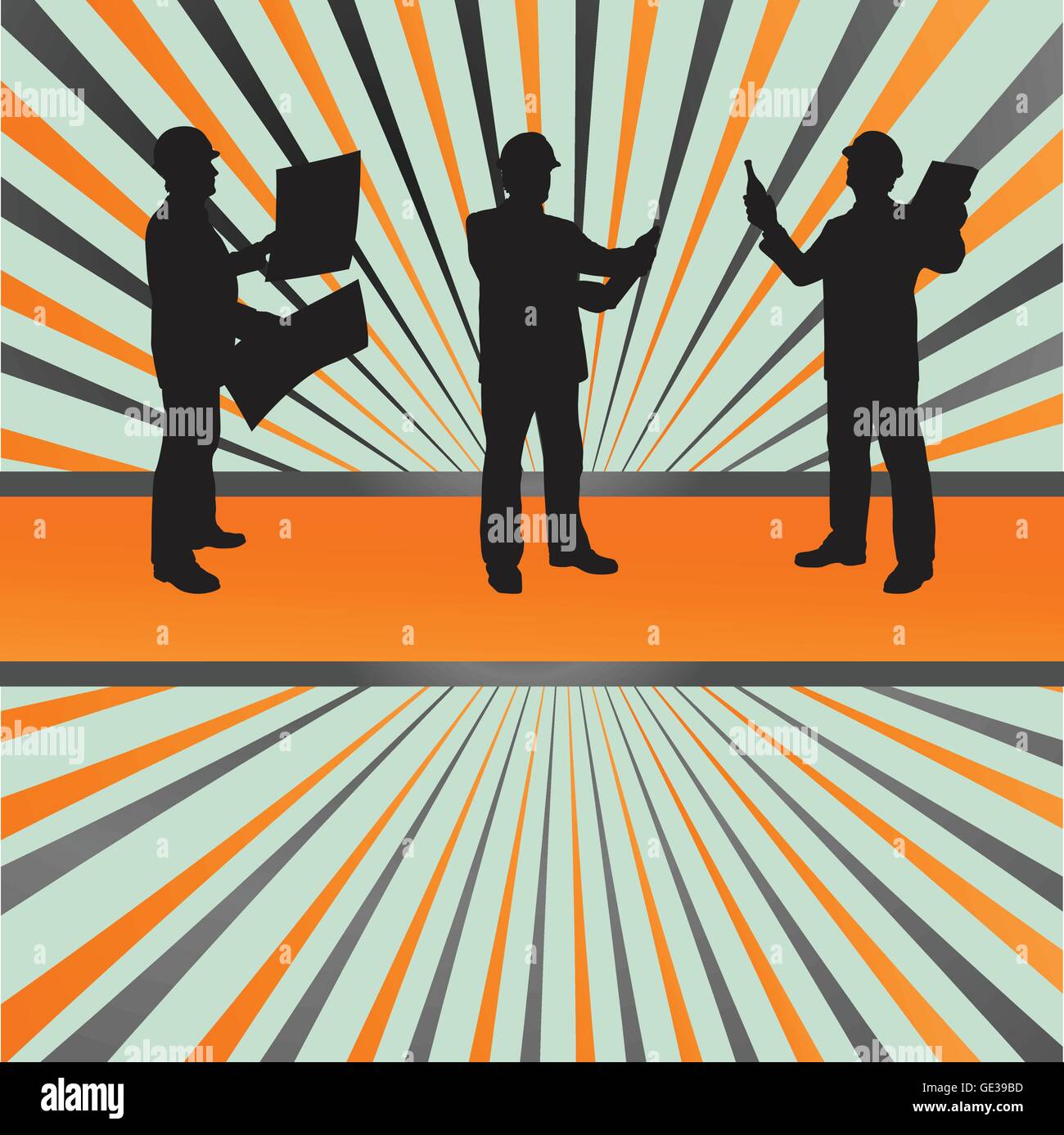 Engineer in helmets vector background for poster Stock Vector Image ...