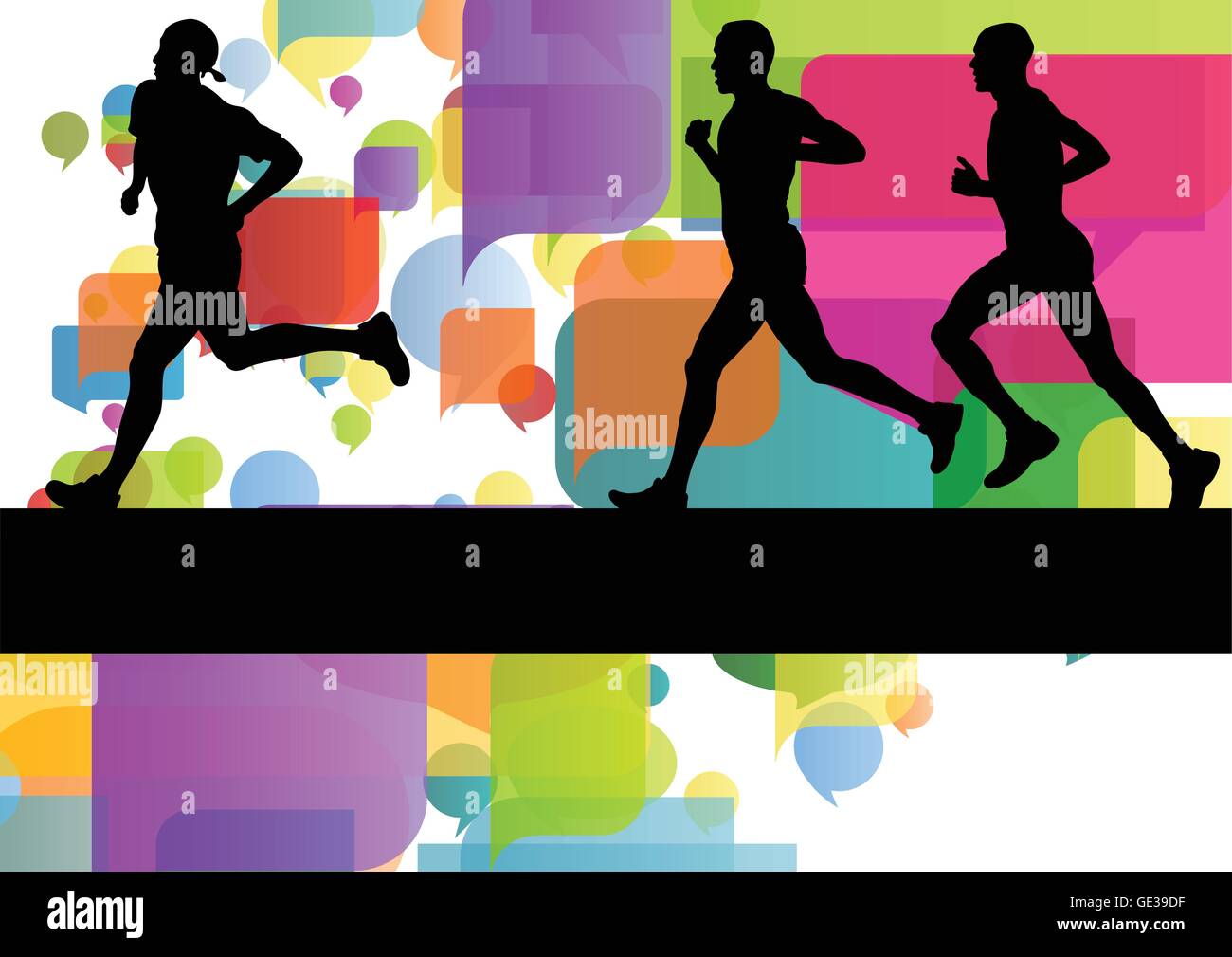 Marathon sport runners in colorful abstract background vector ...