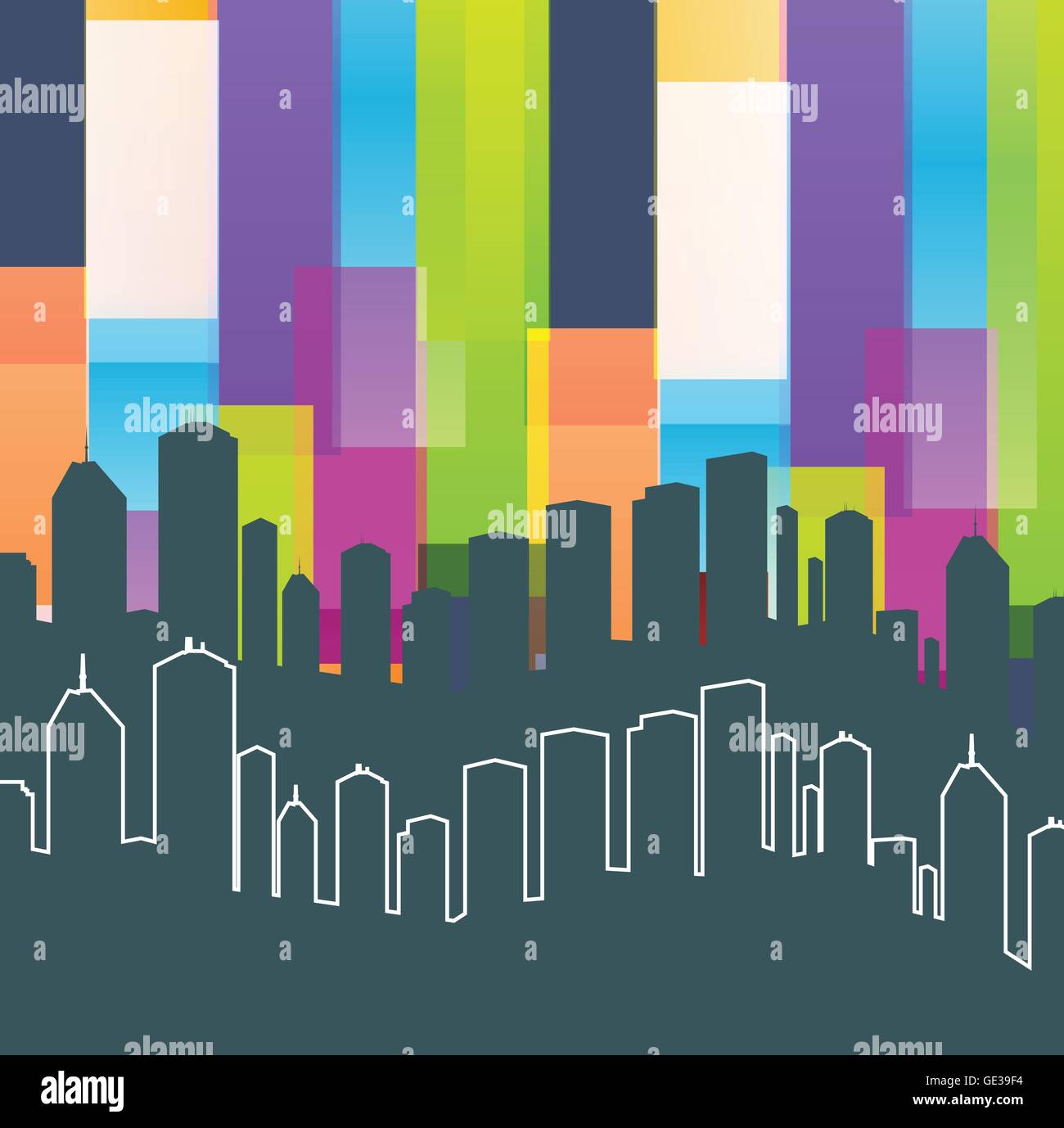Colorful panorama city vector background with space for text Stock ...