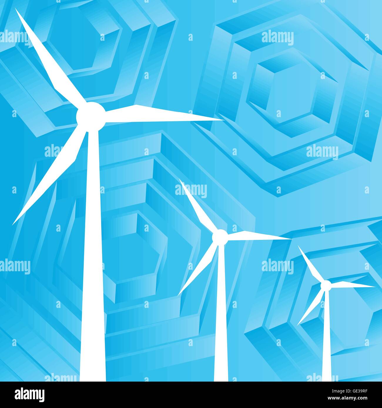 Clean energy concept with wind generators vector background Stock ...