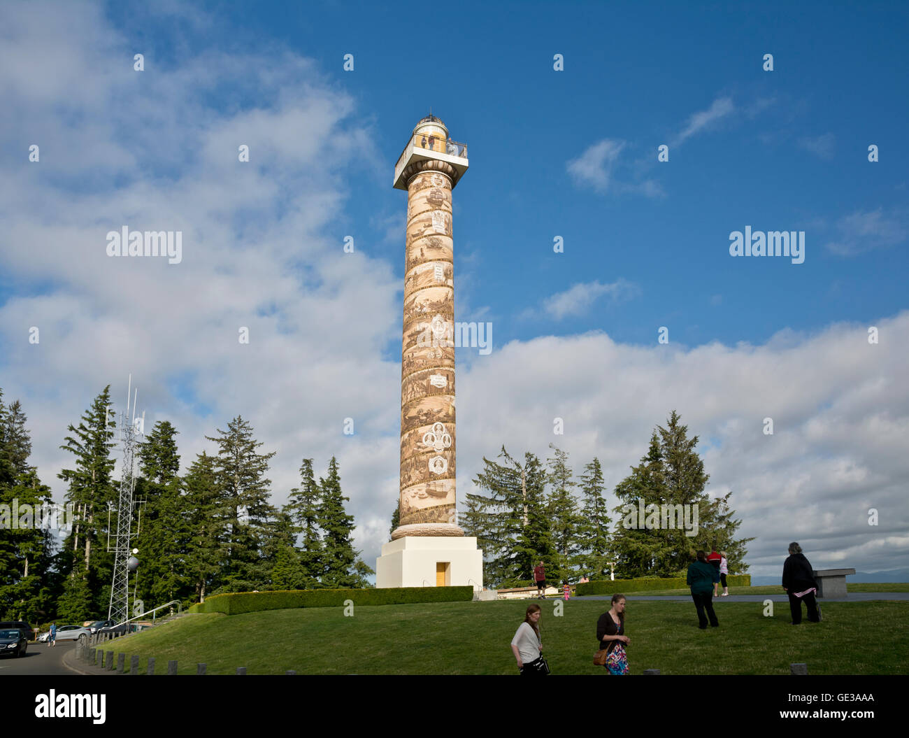 Astoria Column on Coxcomb hill in Astoria, Oregon. Sightseeing tower ...