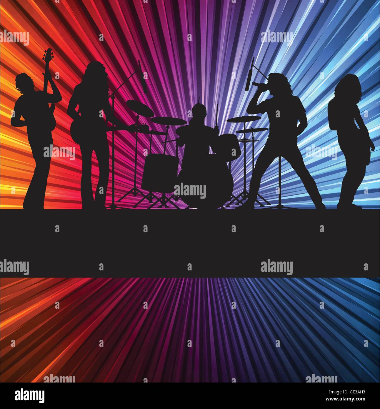 Rock band vector background with neon lights for poster Stock Vector ...