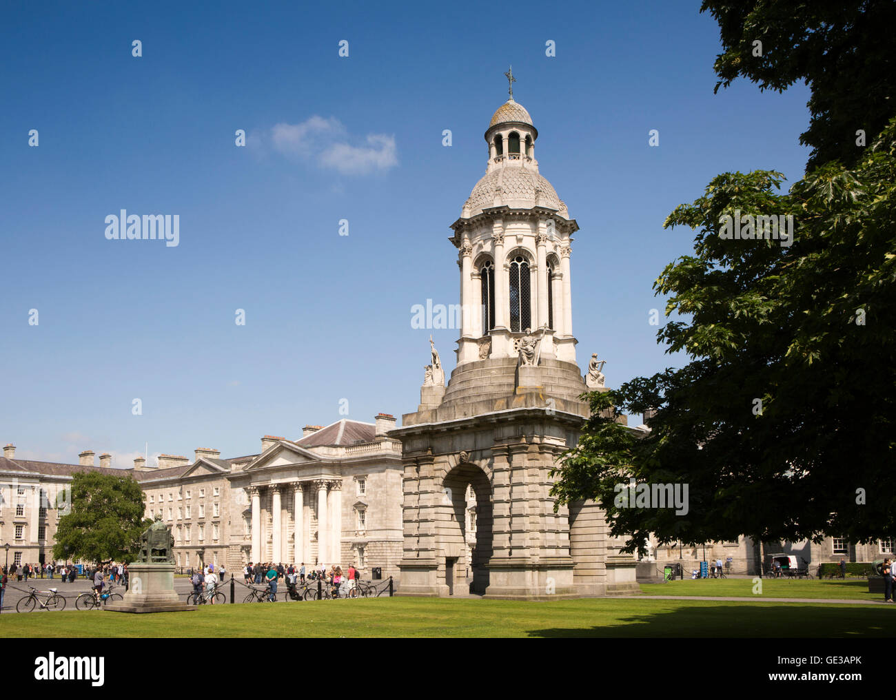 Ireland, Dublin, Trinity College, 1853 Campanile Bell tower and chapel ...