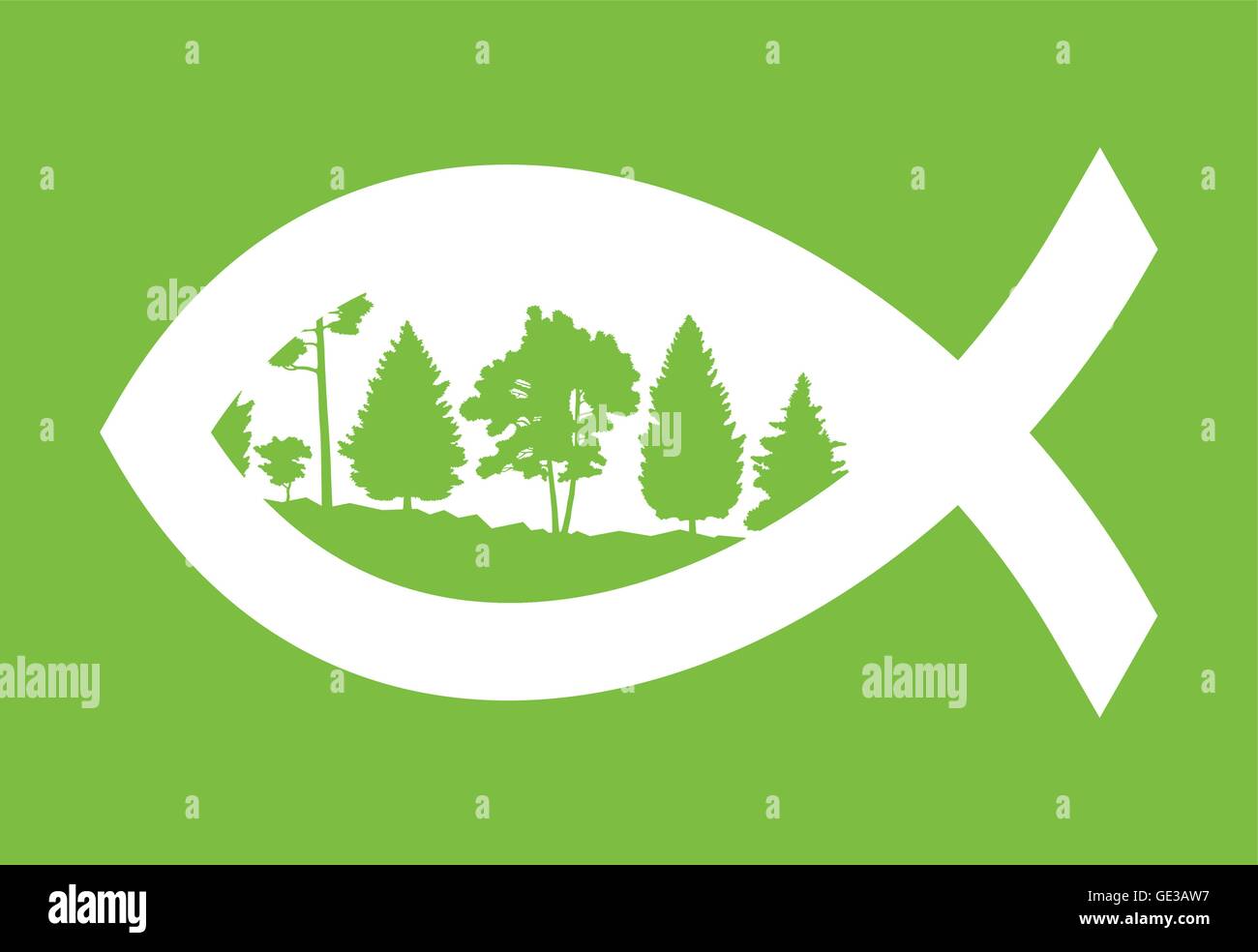 Christian fish green abstract vector background concept illustration ...