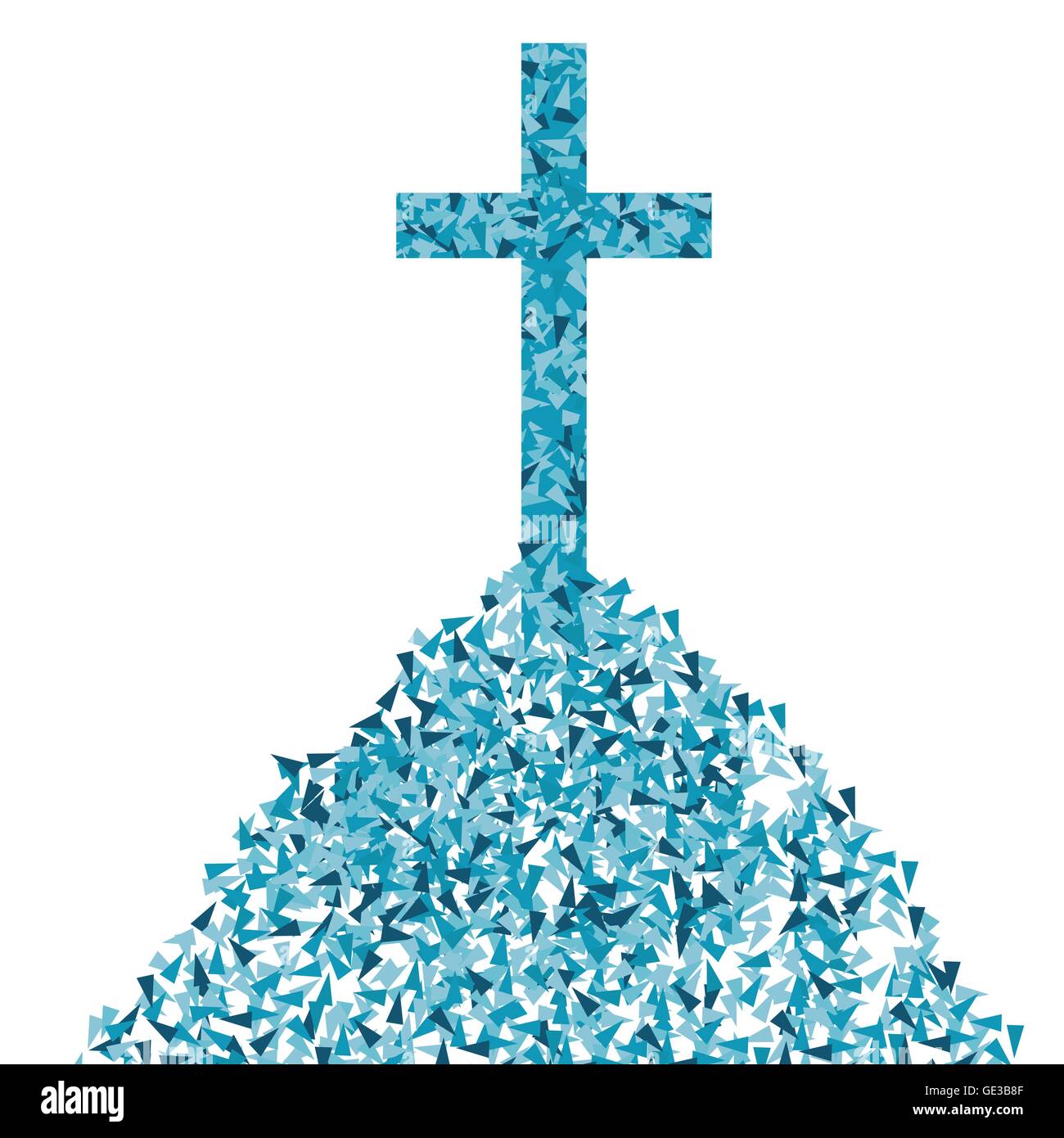 Cross vector background concept made of fragments cloud for poster ...