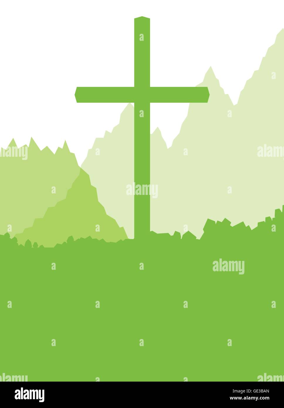 Green cross landscape ecology background vector abstract Christianity ...