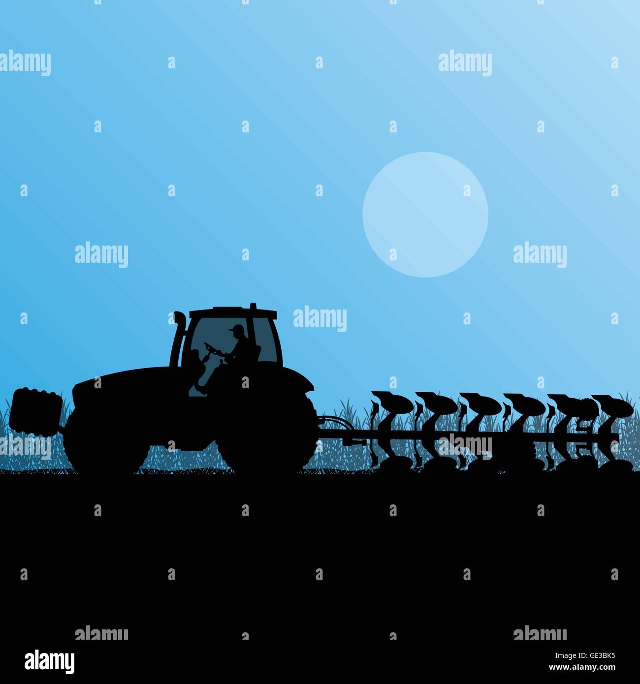 Farmer driving tractor plowing field Stock Vector Images - Alamy