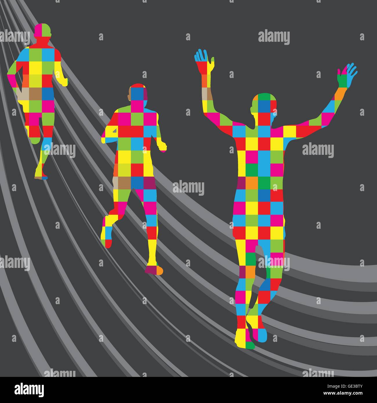 Marathon runners landscape background illustration Stock Vector Image ...