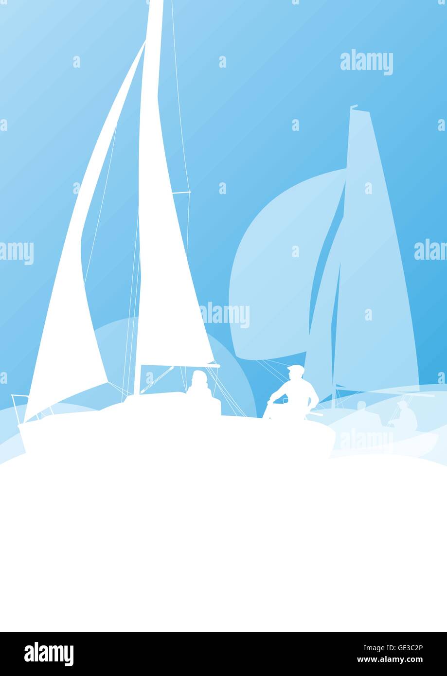 Sailing yacht race vector background transportation competition concept ...