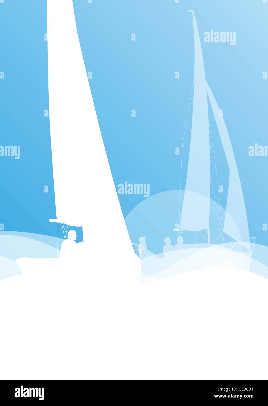 Sailing yacht race vector background transportation competition concept ...