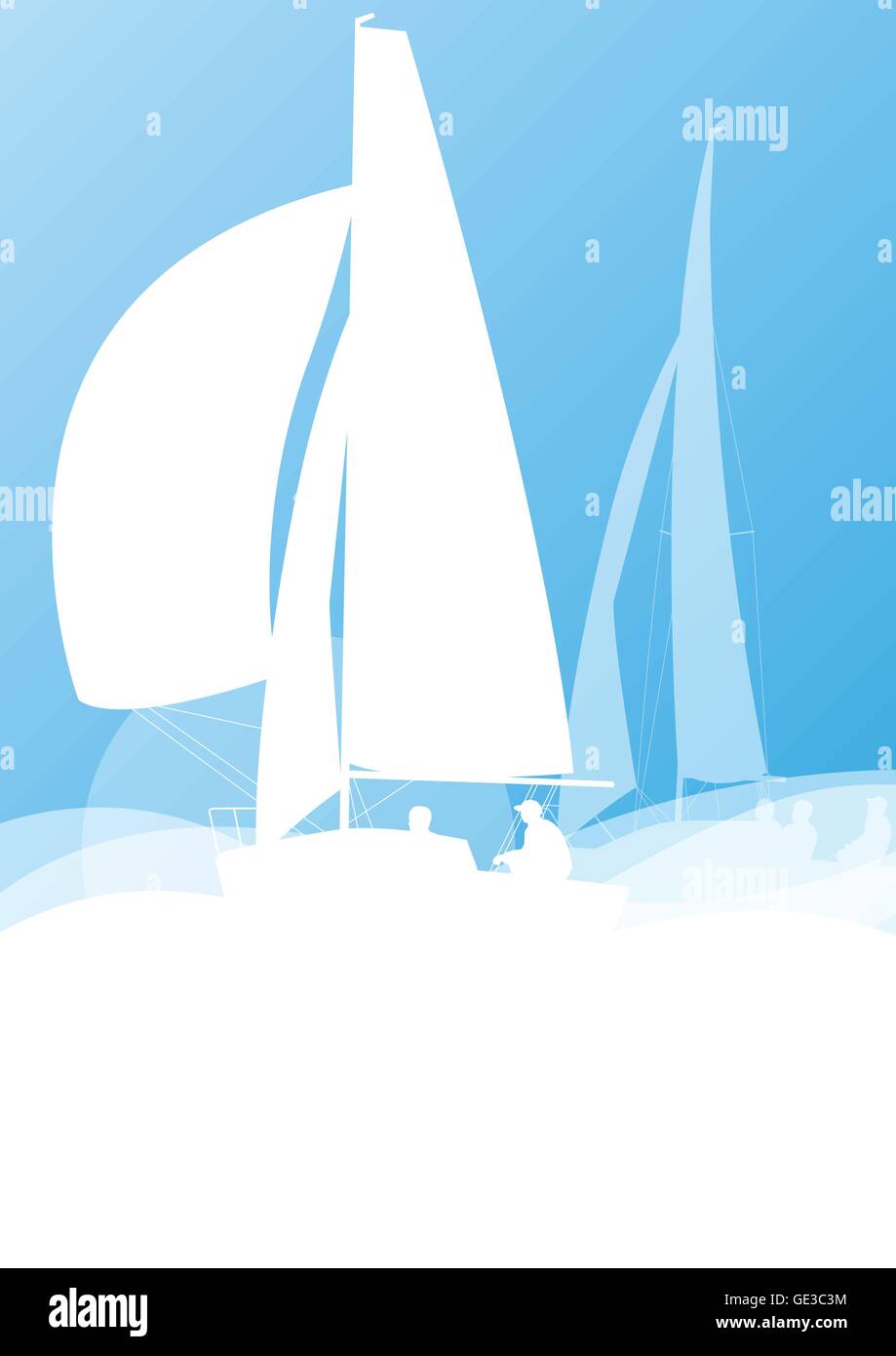 Sailing yacht race vector background transportation competition concept ...