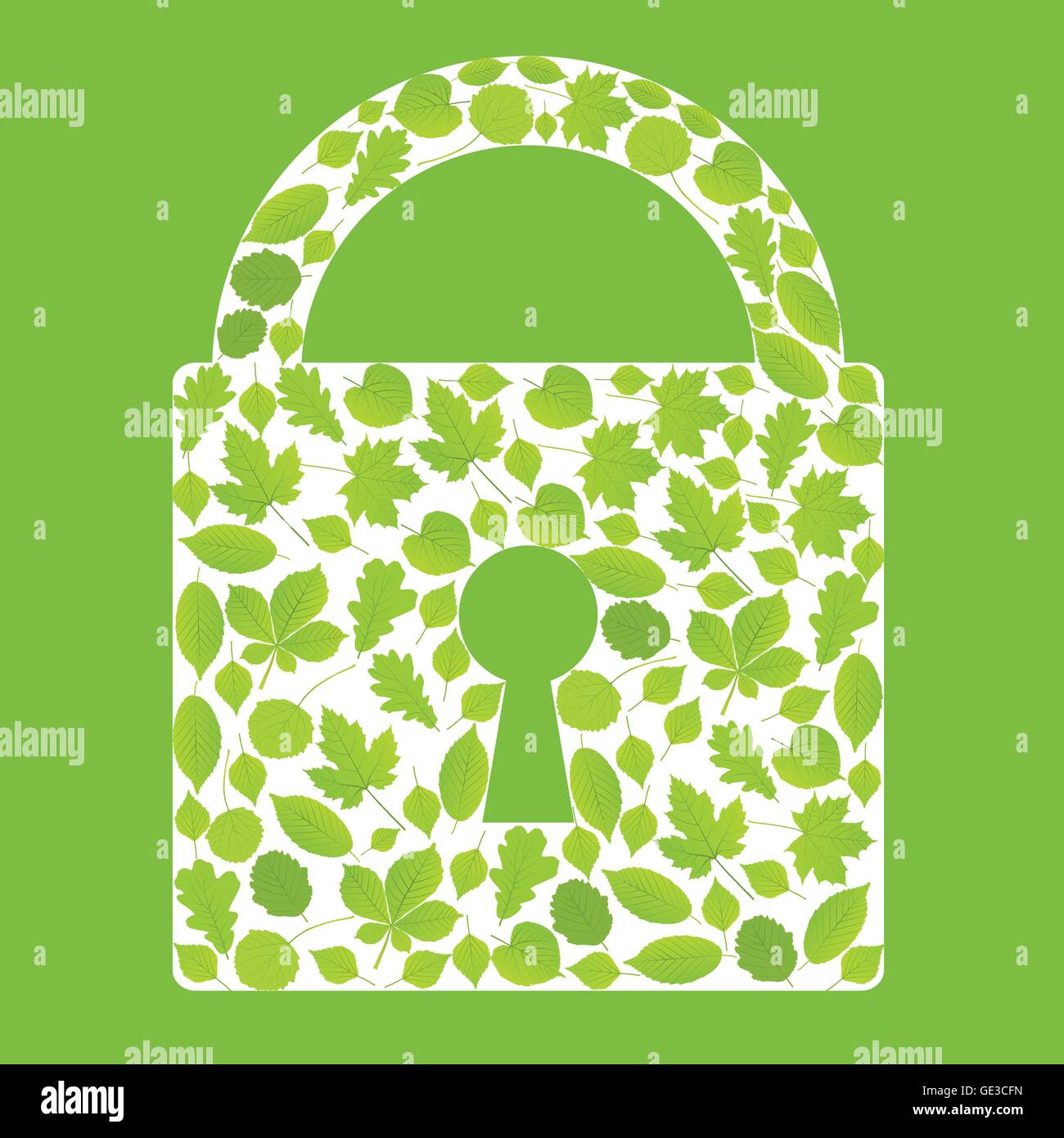 Padlock made with leaves vector ecology background concept Stock Vector ...