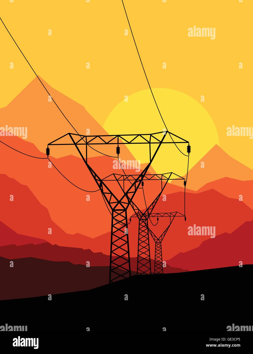 High voltage tower and line background vector for poster Stock Vector ...