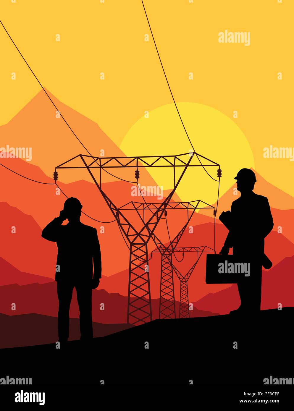 High voltage tower and line background vector for poster Stock Vector ...