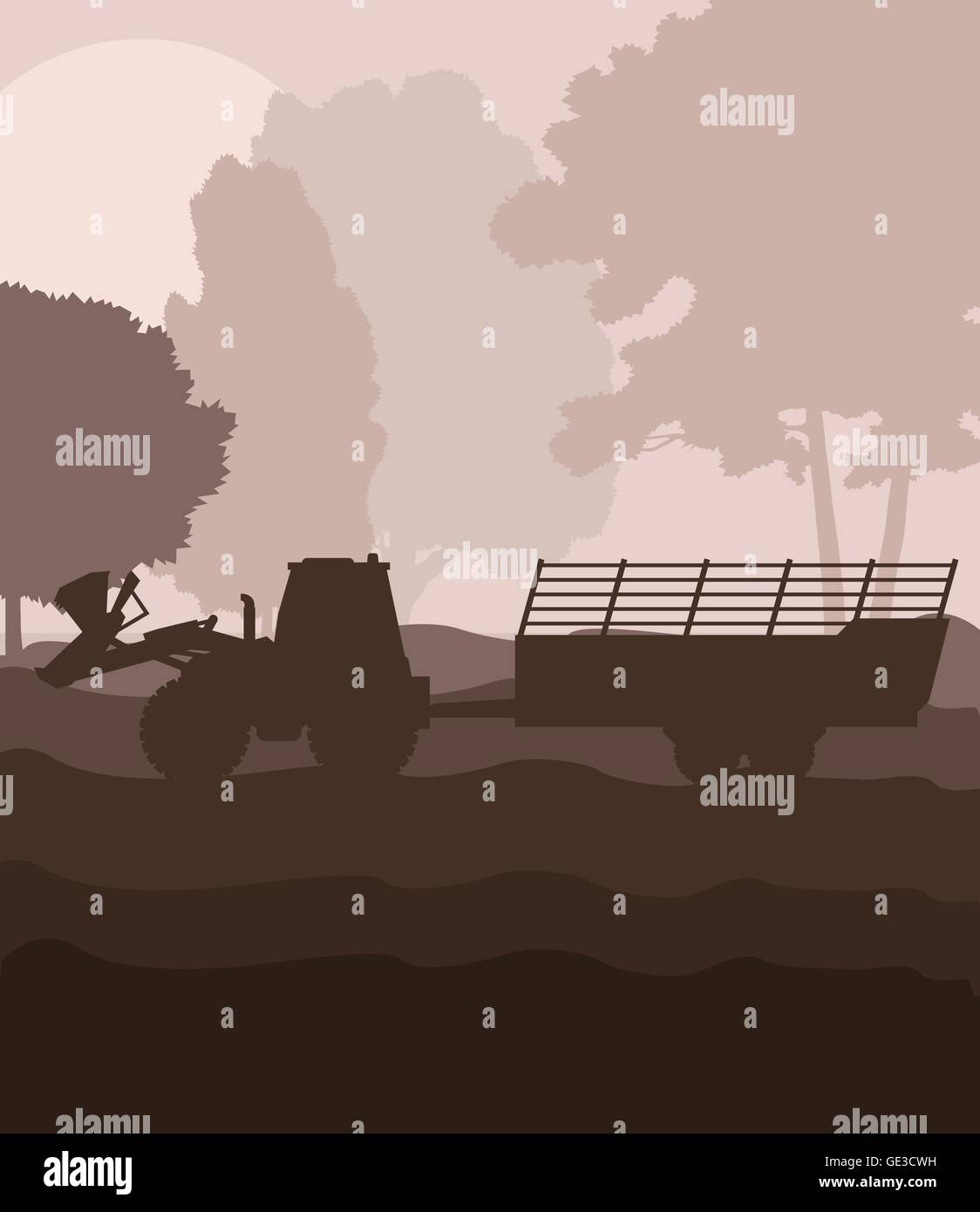 Tractor with trailer vector background vector Stock Vector Image & Art ...