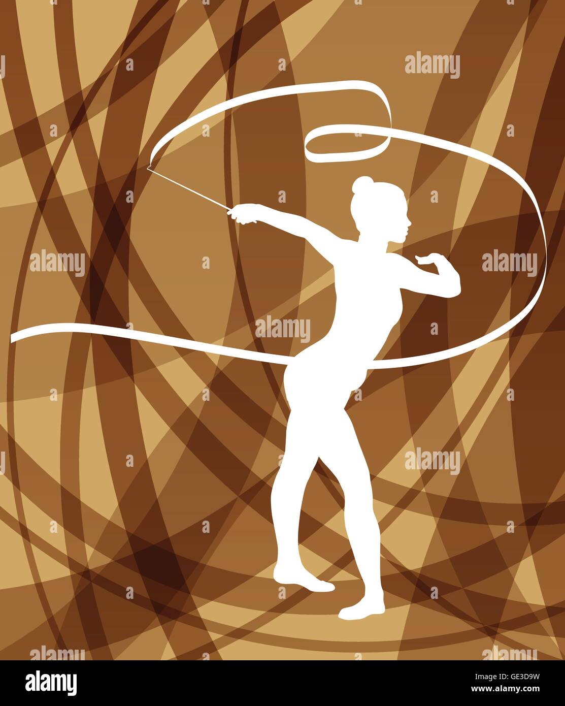 Silhouette of gymnast girl art gymnastics with ribbon abstract colorful ...