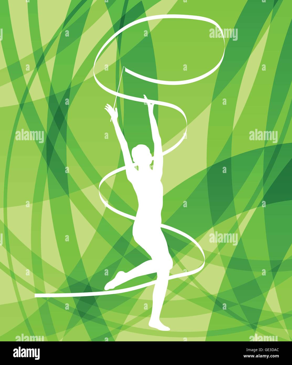 Silhouette of gymnast girl art gymnastics with ribbon abstract colorful ...