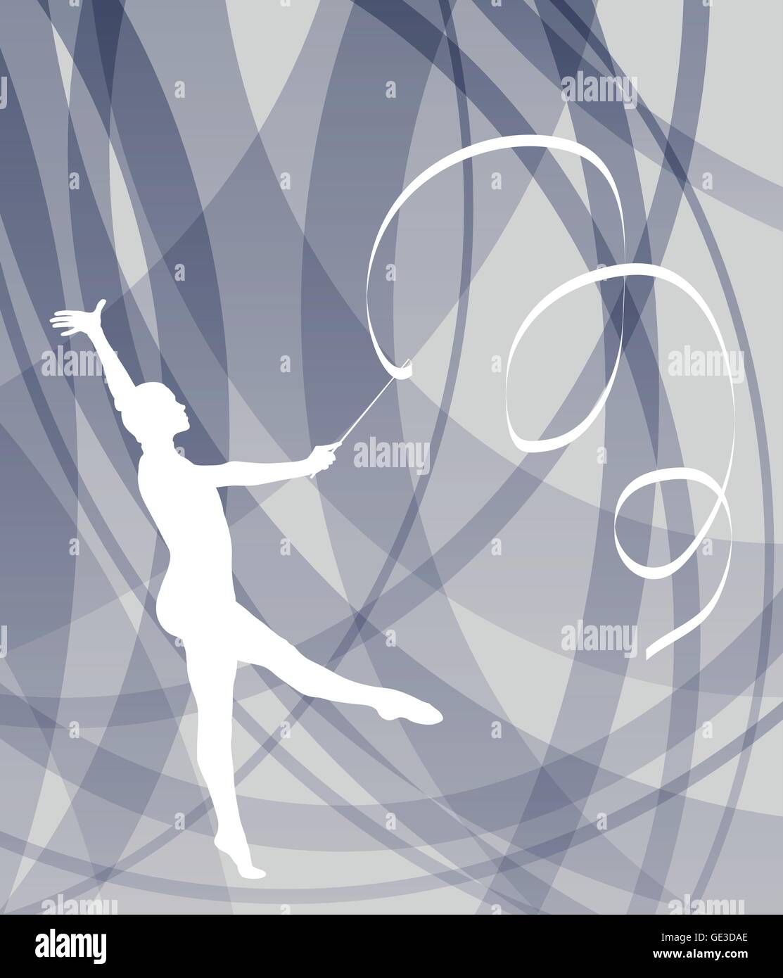 Silhouette of gymnast girl art gymnastics with ribbon abstract colorful ...