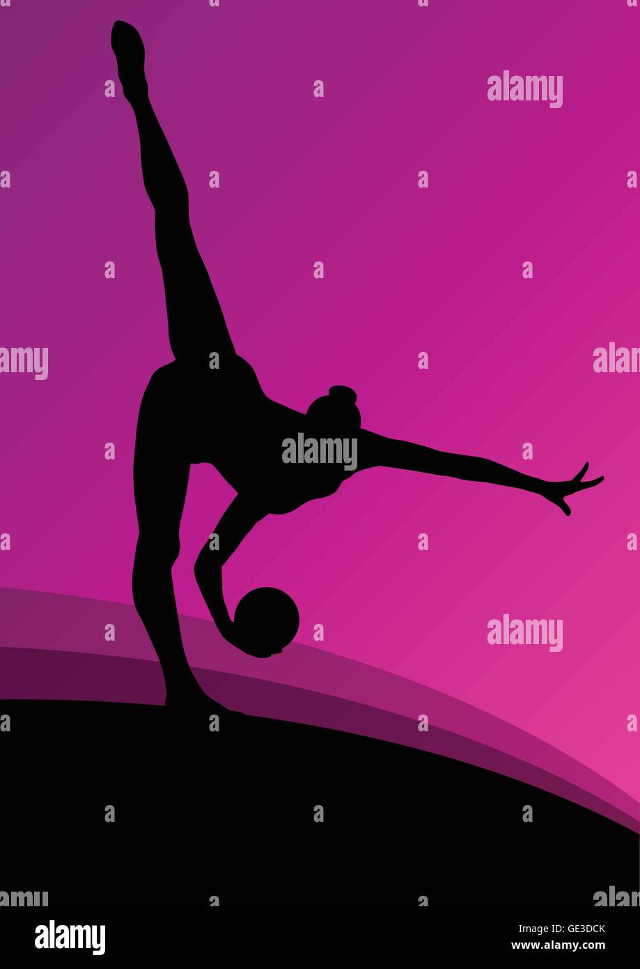 Rhythmic gymnast woman with ball vector abstract background concept ...