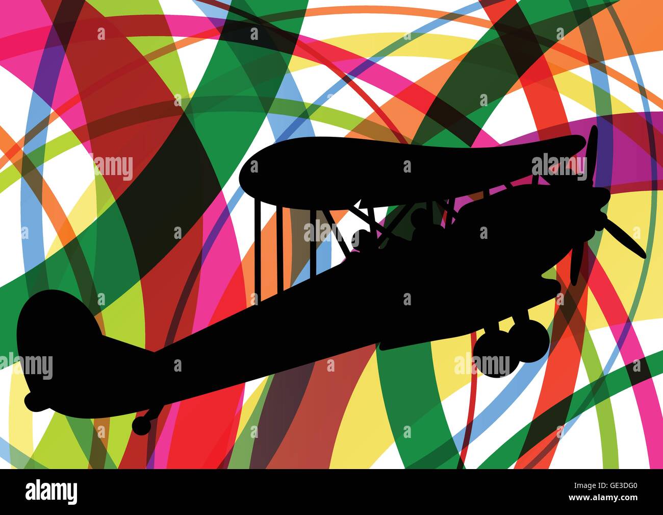 Old vintage airplane colorful lines background illustration vector ...