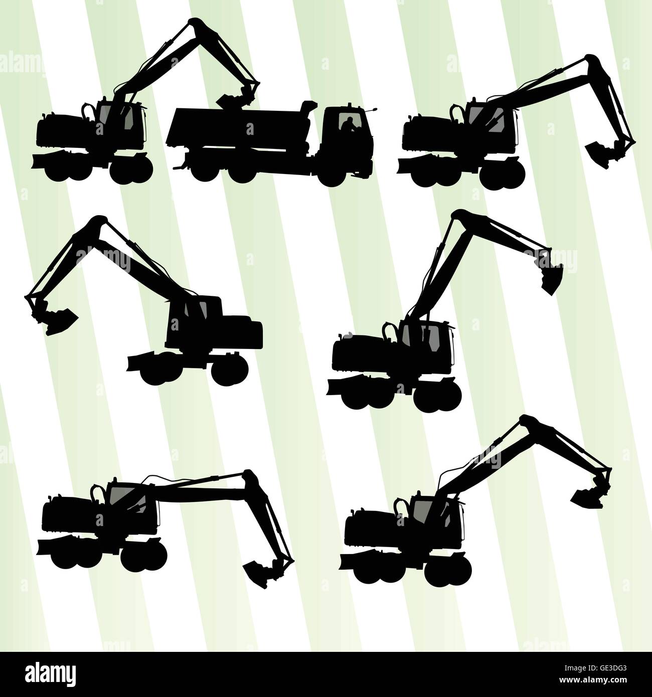 Excavator digger in action vector background concept for poster Stock ...