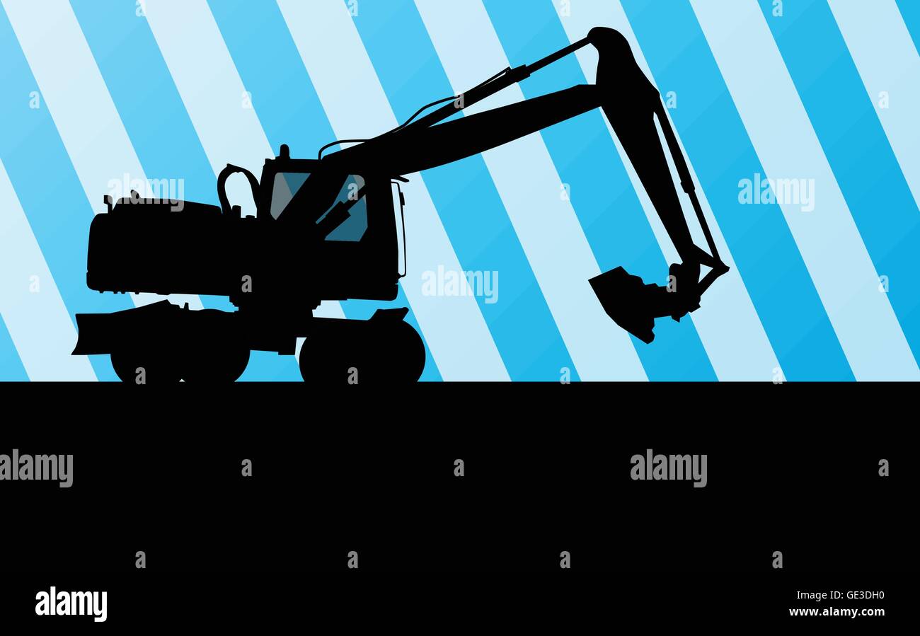 Excavator digger in action vector background concept for poster Stock ...