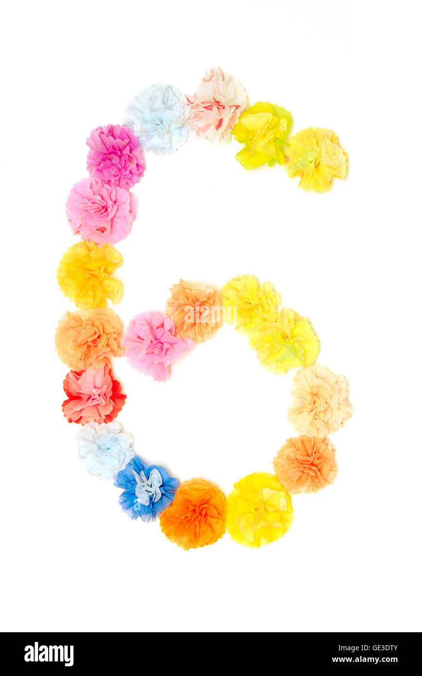 Colorful paper craft work of flowers as number alphabet Stock Photo - Alamy