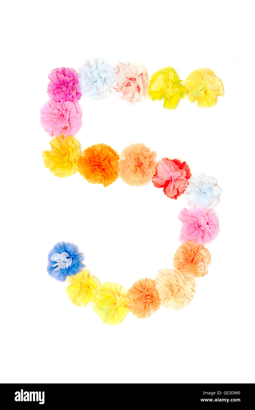 Colorful paper craft work of flowers as number alphabet Stock Photo - Alamy