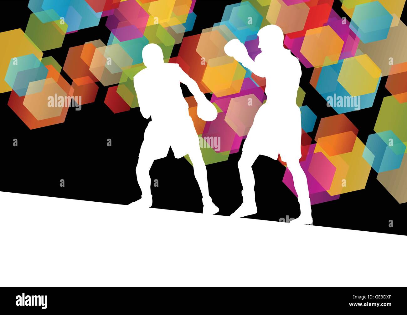 Boxing men in abstract vector concept background illustration Stock ...