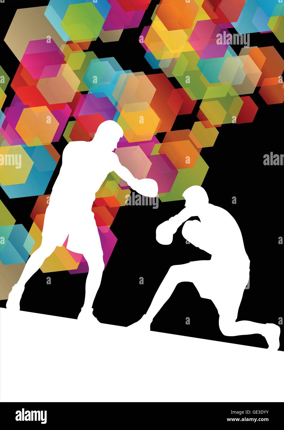 Boxing men in abstract vector concept background illustration Stock ...