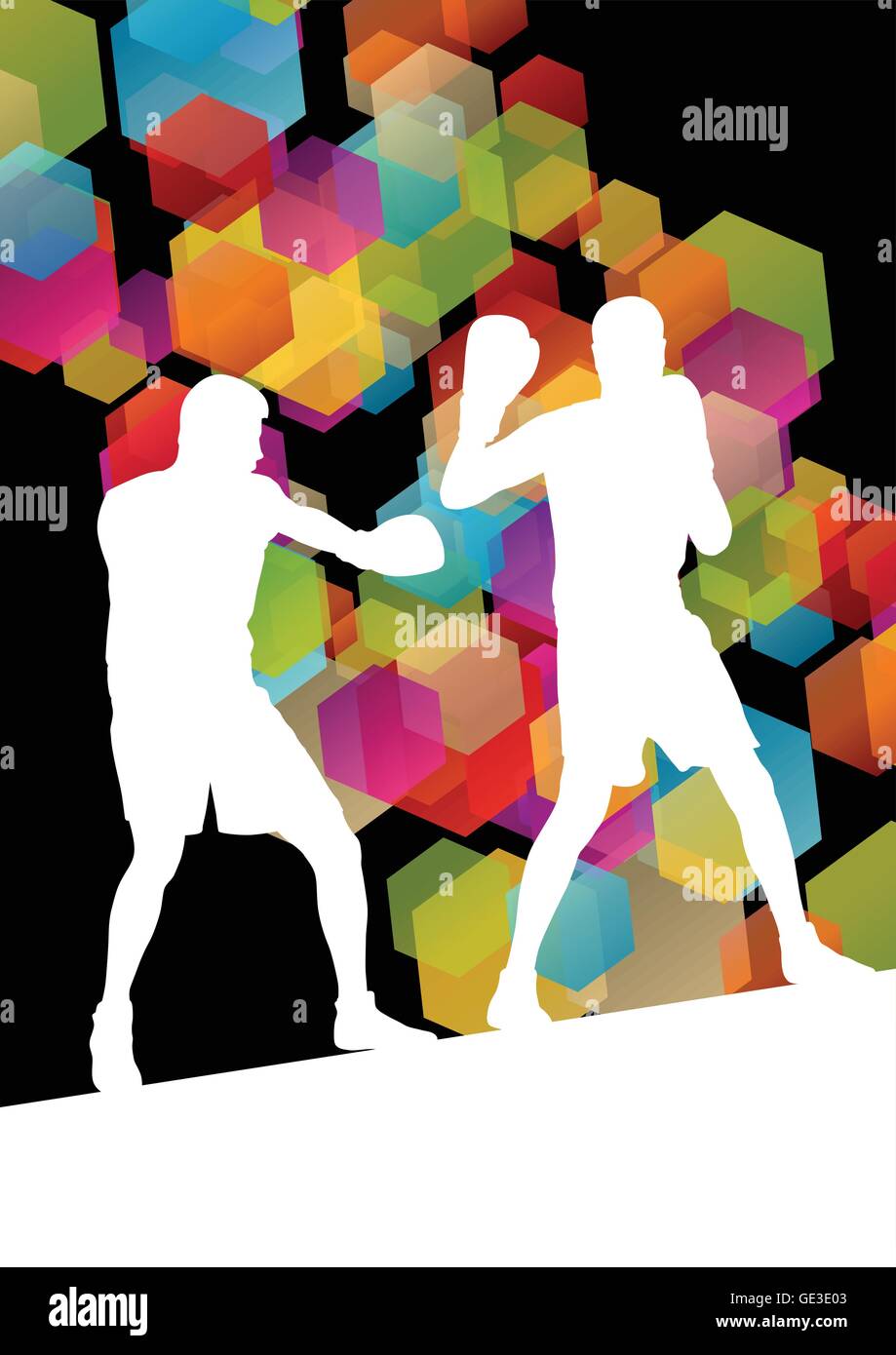 Boxing men in abstract vector concept background illustration Stock ...