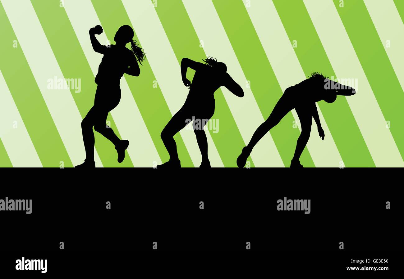 Athletic woman shot put vector background concept for poster Stock ...
