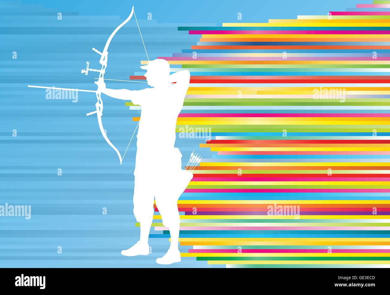 Archer man training with bow vector background abstract illustration ...