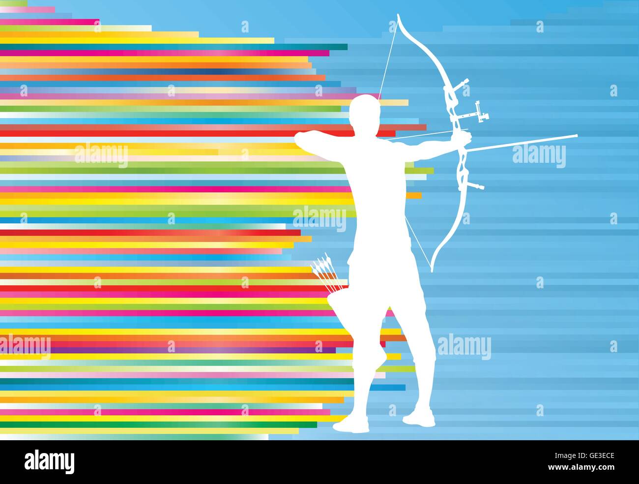 Archer man training with bow vector background abstract illustration ...
