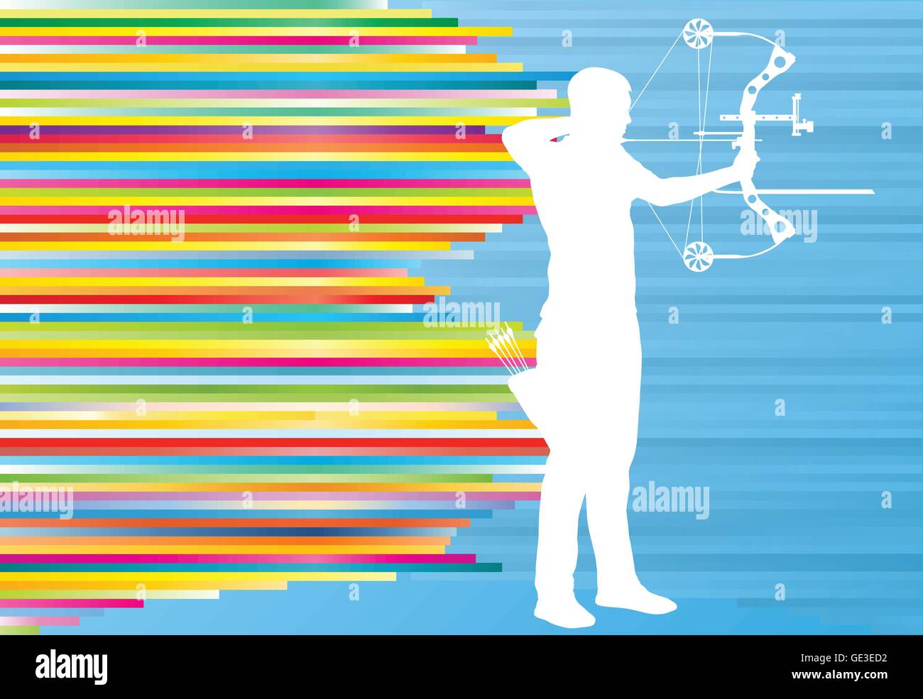 Archer man training with bow vector background abstract illustration ...