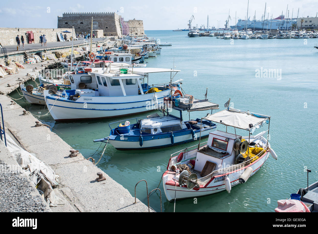 Boat dock of Heraklion port. Crete Stock Photo - Alamy