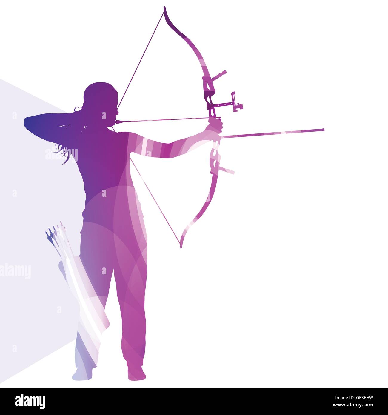 Archer training bow man silhouette illustration vector background ...