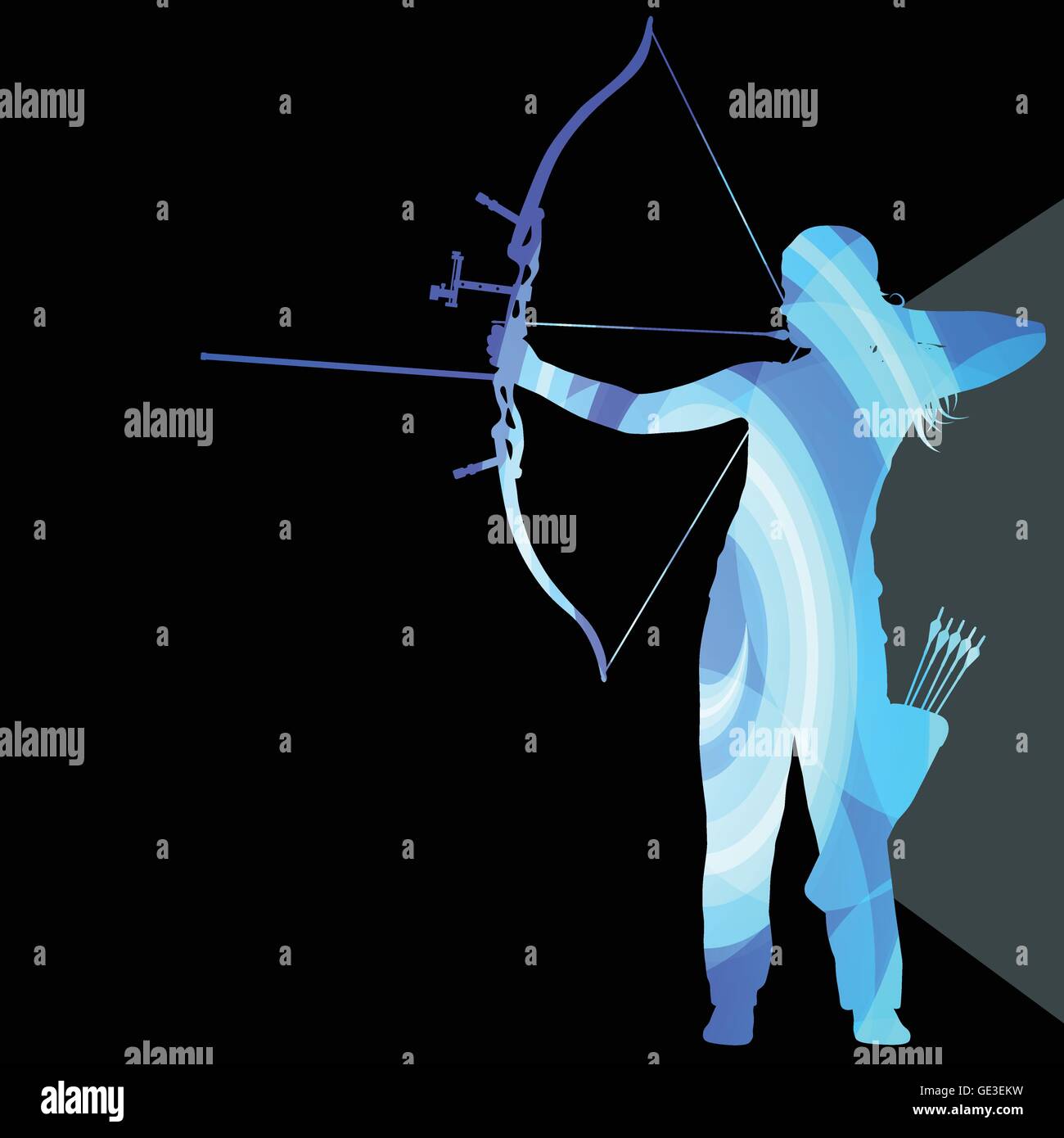 Archer training bow man silhouette illustration vector background ...