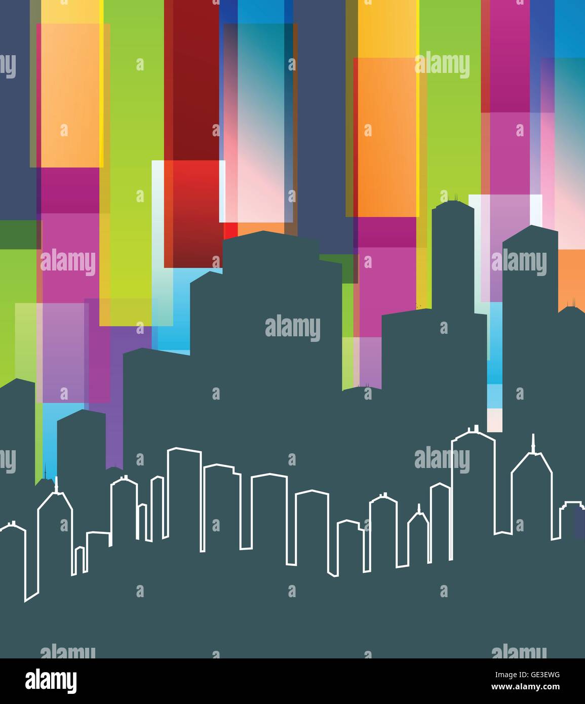 Colorful panorama city vector background with space for text Stock ...