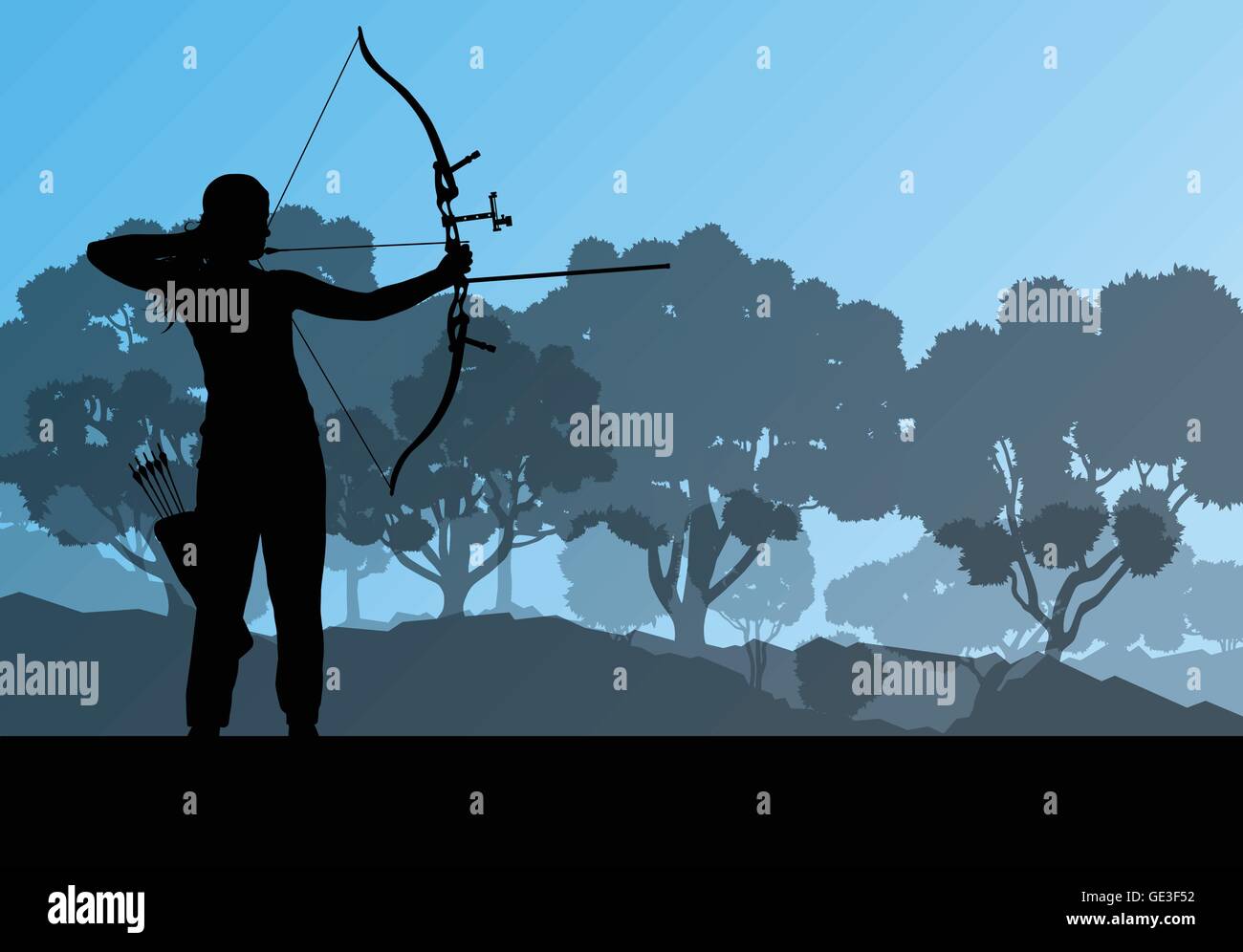 Archer aiming in forest Stock Vector Images - Alamy