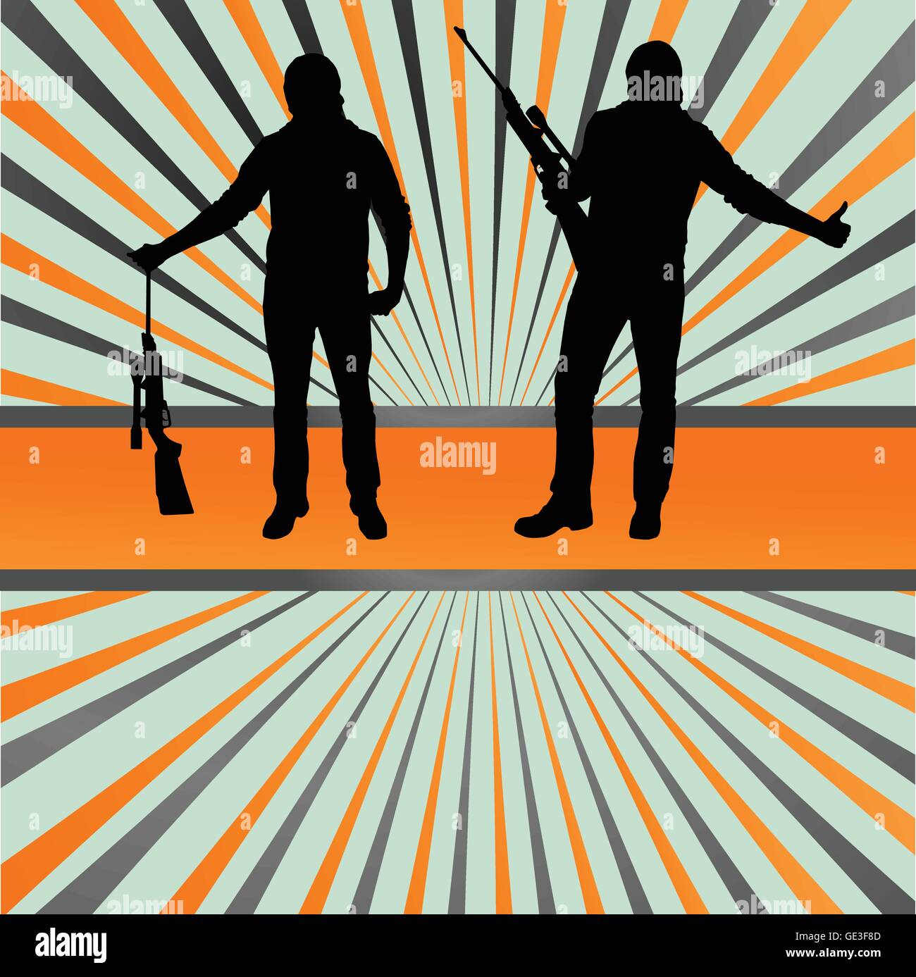 Hunter silhouette vector background burst concept for poster Stock ...