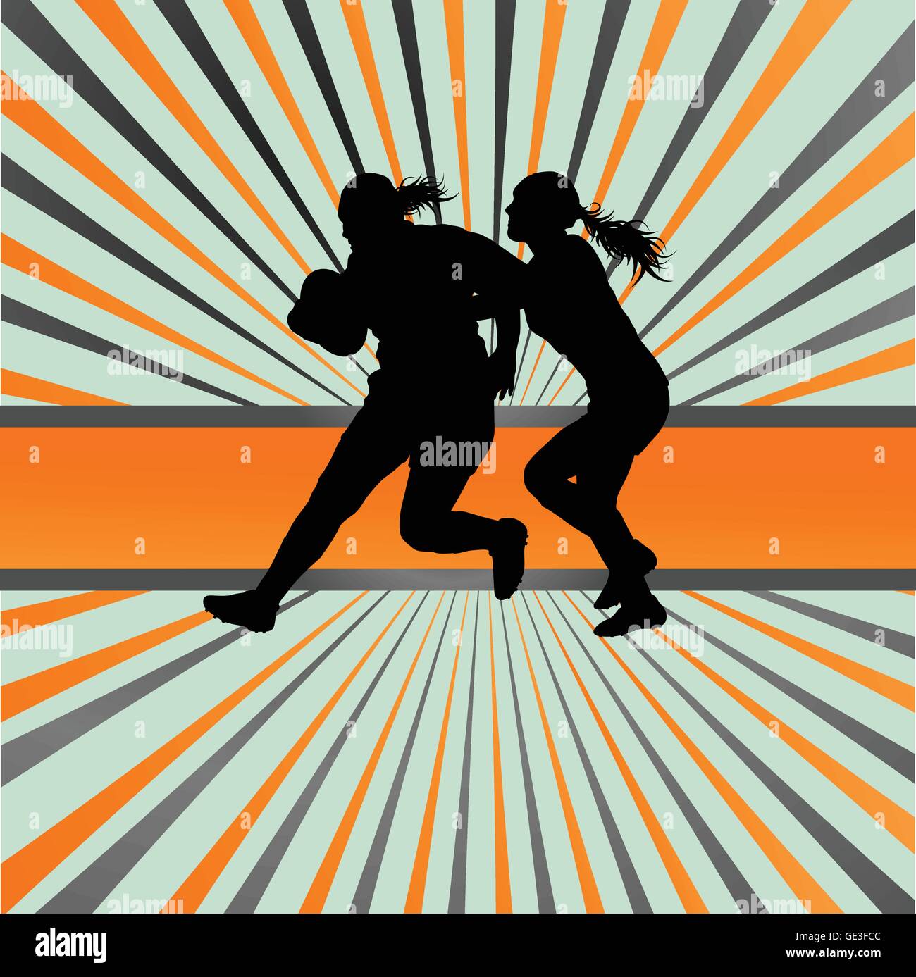 Rugby player woman silhouette vector background for poster Stock Vector ...