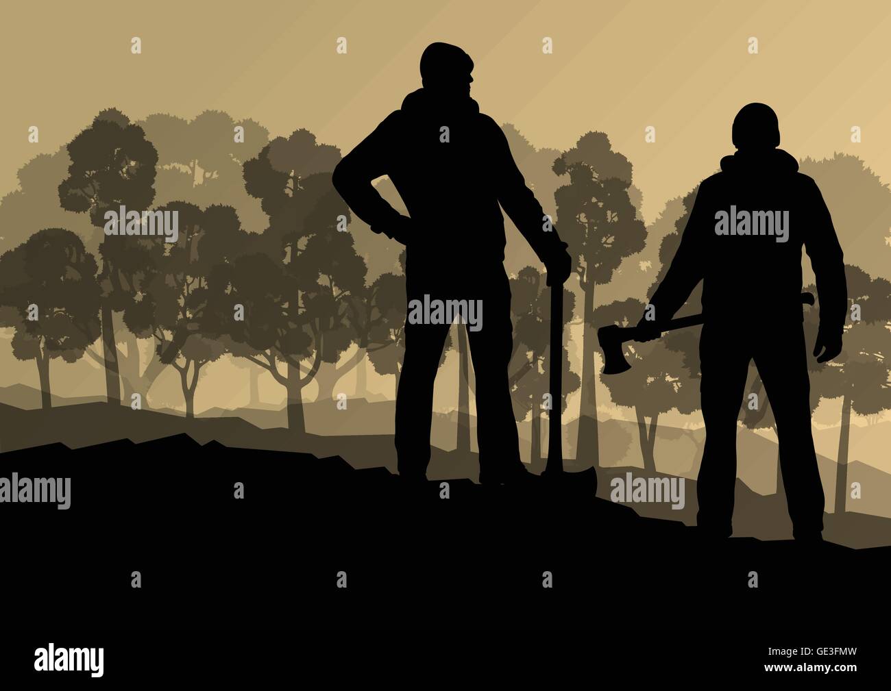 Woodcutter in forest Stock Vector Images - Alamy