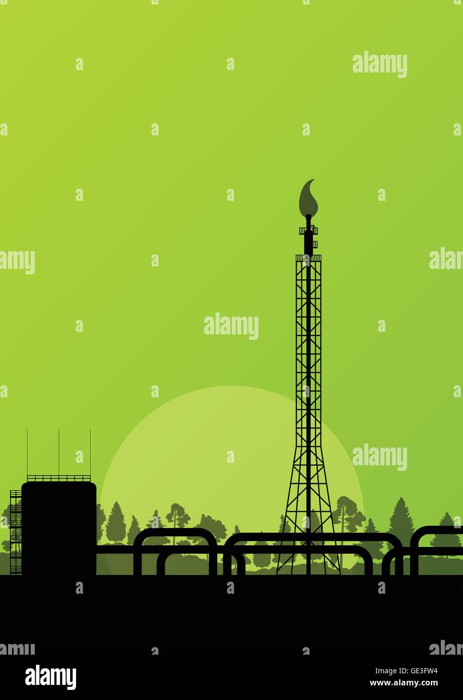 Oil refinery industrial factory landscape illustration background ...