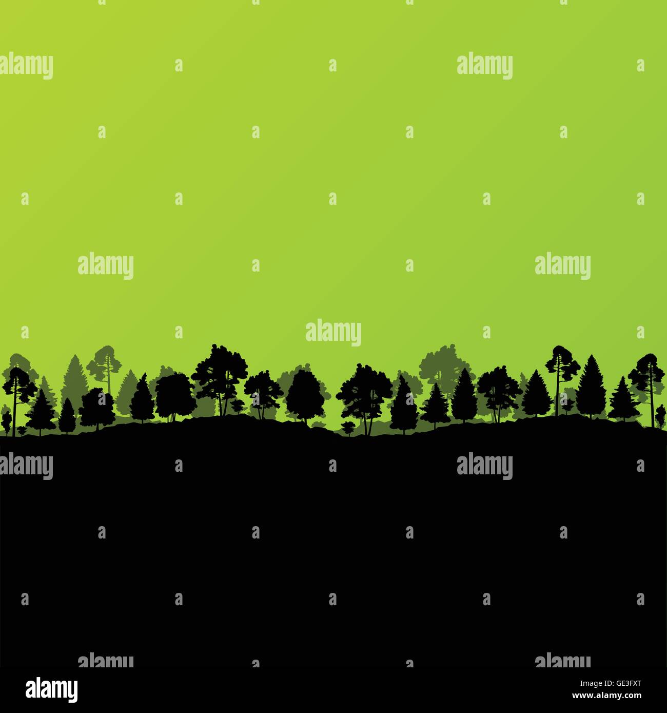 Forest trees silhouettes landscape ecology illustration background ...