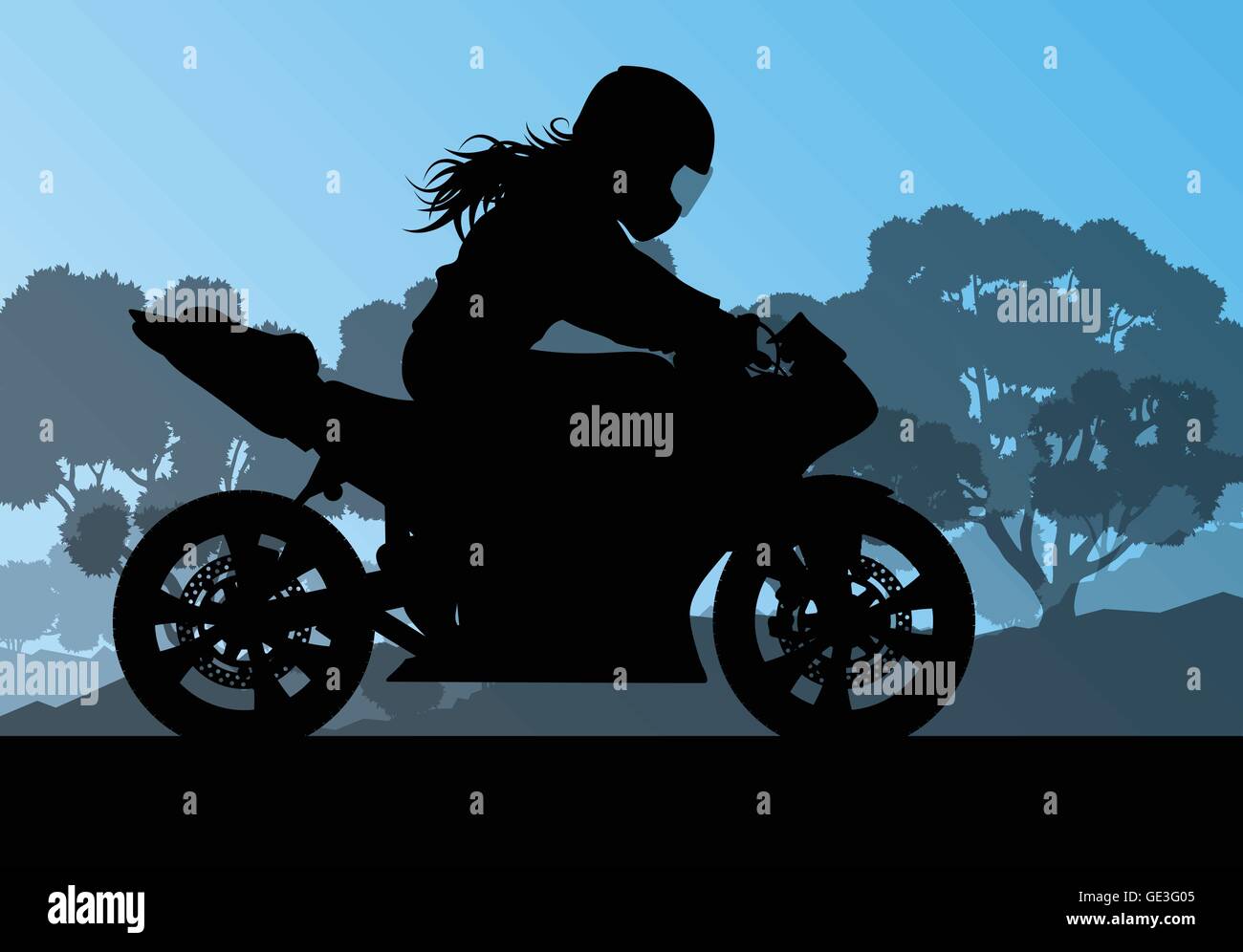 Motorcycle performance extreme stunt driver woman vector background ...